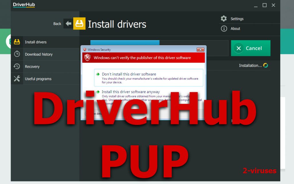 El PUP DriverHub - Malwarerid